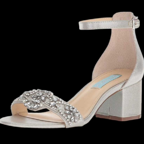 Betsey Johnson | Shoes | New Betsey Johnson Mel Silver Satin Rhinestone ...